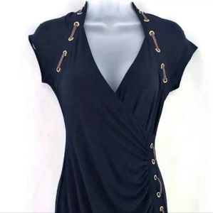 Carmen Marc Valvo | Dresses | Carmen Marc Valvo Black Faux Leather Lace ...